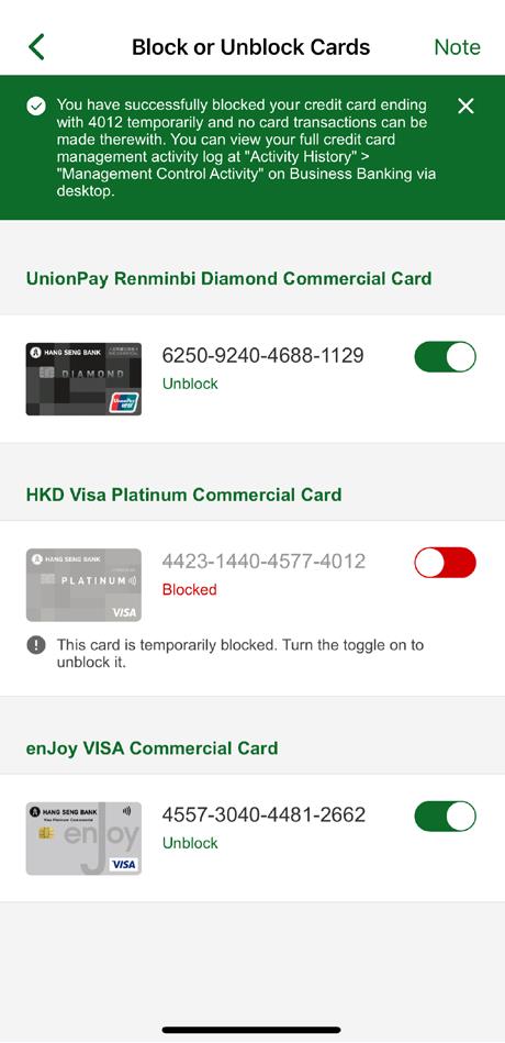 Temporarily Block or Unblock Card - Payment - Your Business Essentials ...