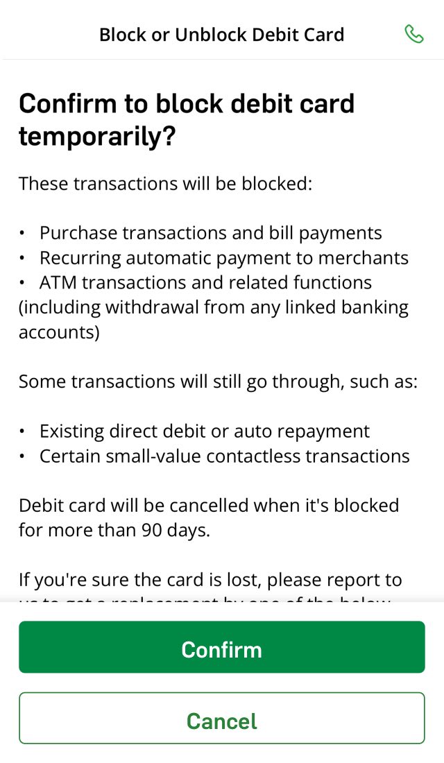 Temporarily Block or Unblock Card | Hang Seng Bank